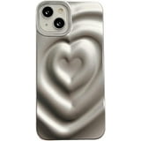Compatible with iPhone Case,Electroplate 3D Heart Water Ripple Curly ...
