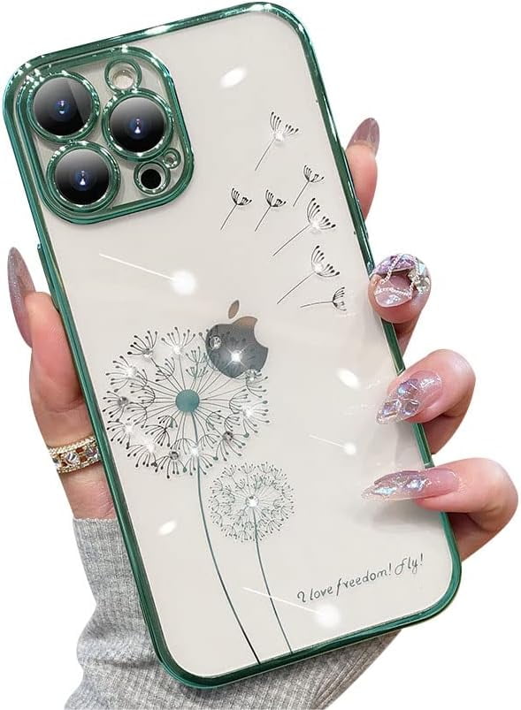 Compatible with iPhone Case,Glitter Bling Sparkly Crystal Rhinestone Diamond Dandelion Flower ...