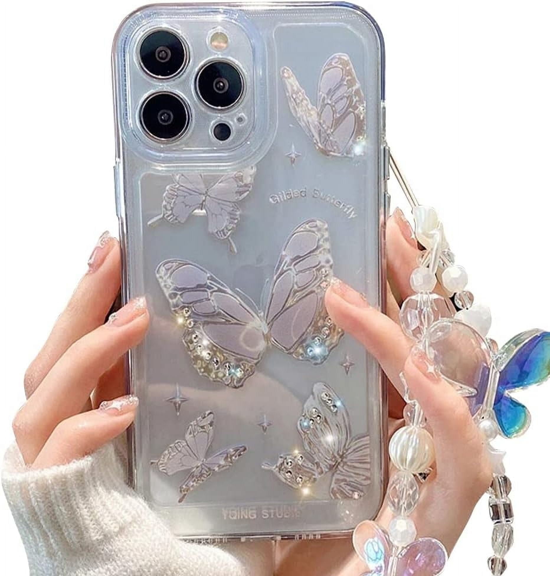 Compatible with iPhone Case,Luxury Crystal Clear Cute Bling Butterfly ...