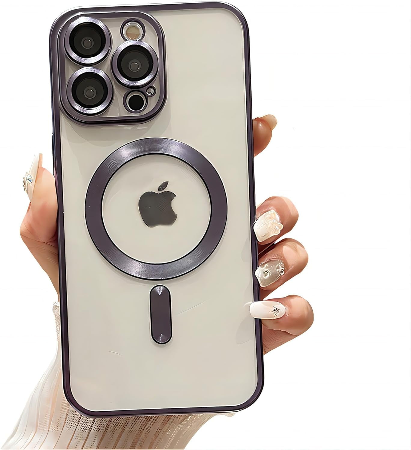 Compatible with iPhone Case,Magnetic Clear Electro Plated Bumper Design ...