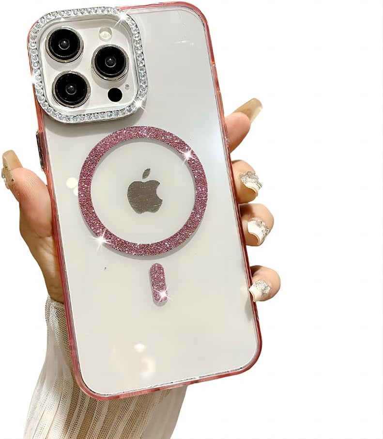 Compatible with iPhone Case,Magnetic Crystal Clear Giltter Diamond ...