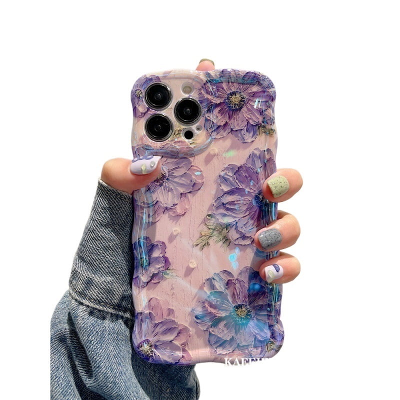 Compatible with iPhone Women's Case, Cute Curly Wave Bezel Styling for ...