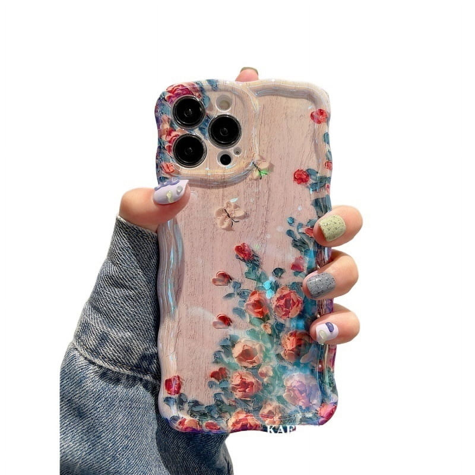 Compatible with iPhone Women's Case, Cute Curly Wave Bezel Styling for ...