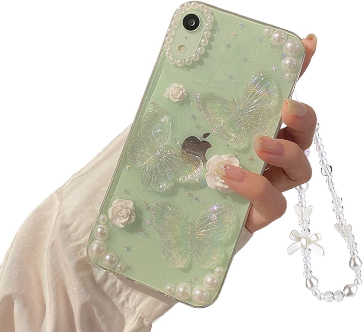 Compatible with iPhone XR 3D Butterfly Floral Clear with Design Aesthetic Women Teen Girls ...