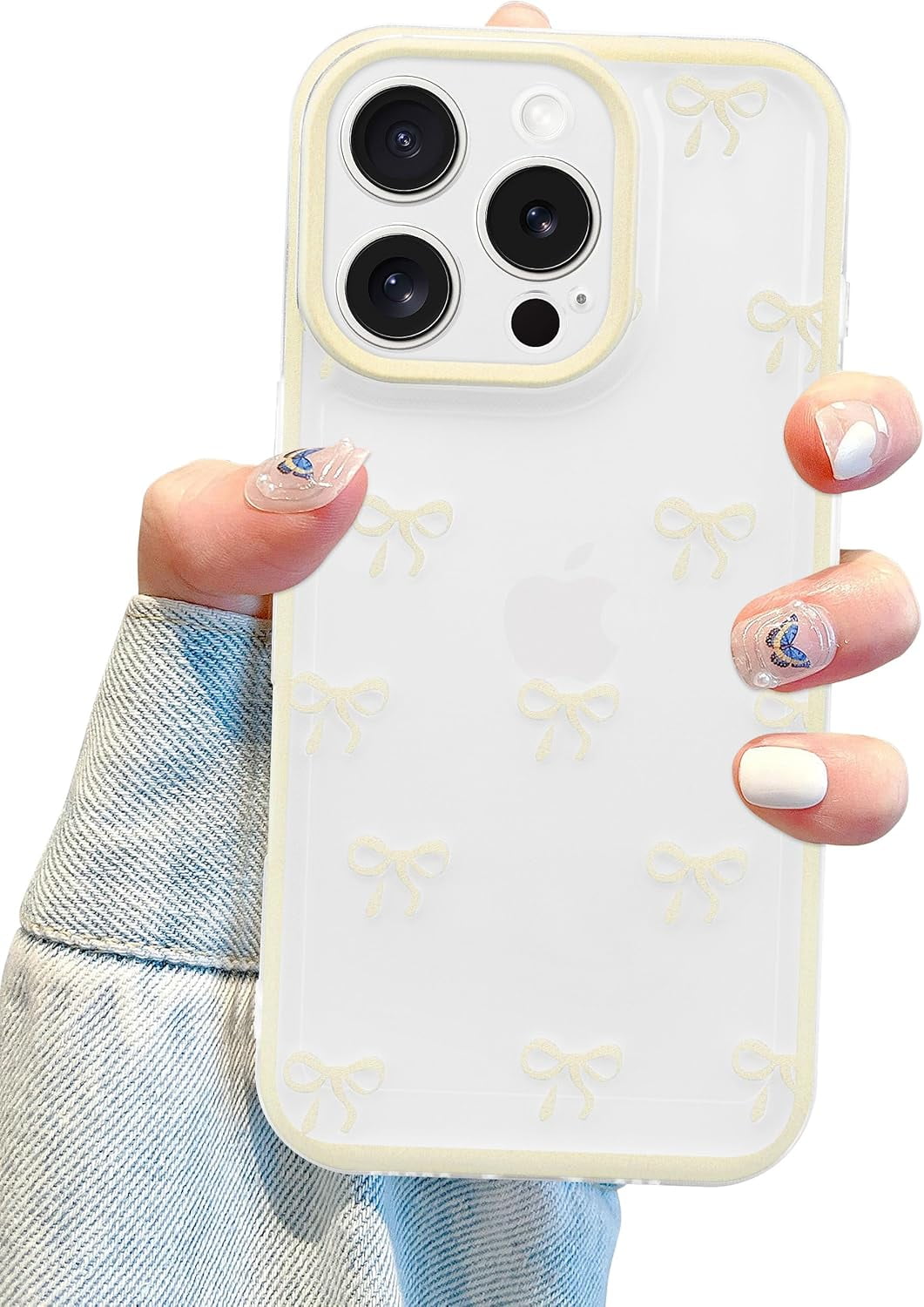 Compatible with iPhone XR Bow Phone Case, Cute Clear Pink Ribbon ...