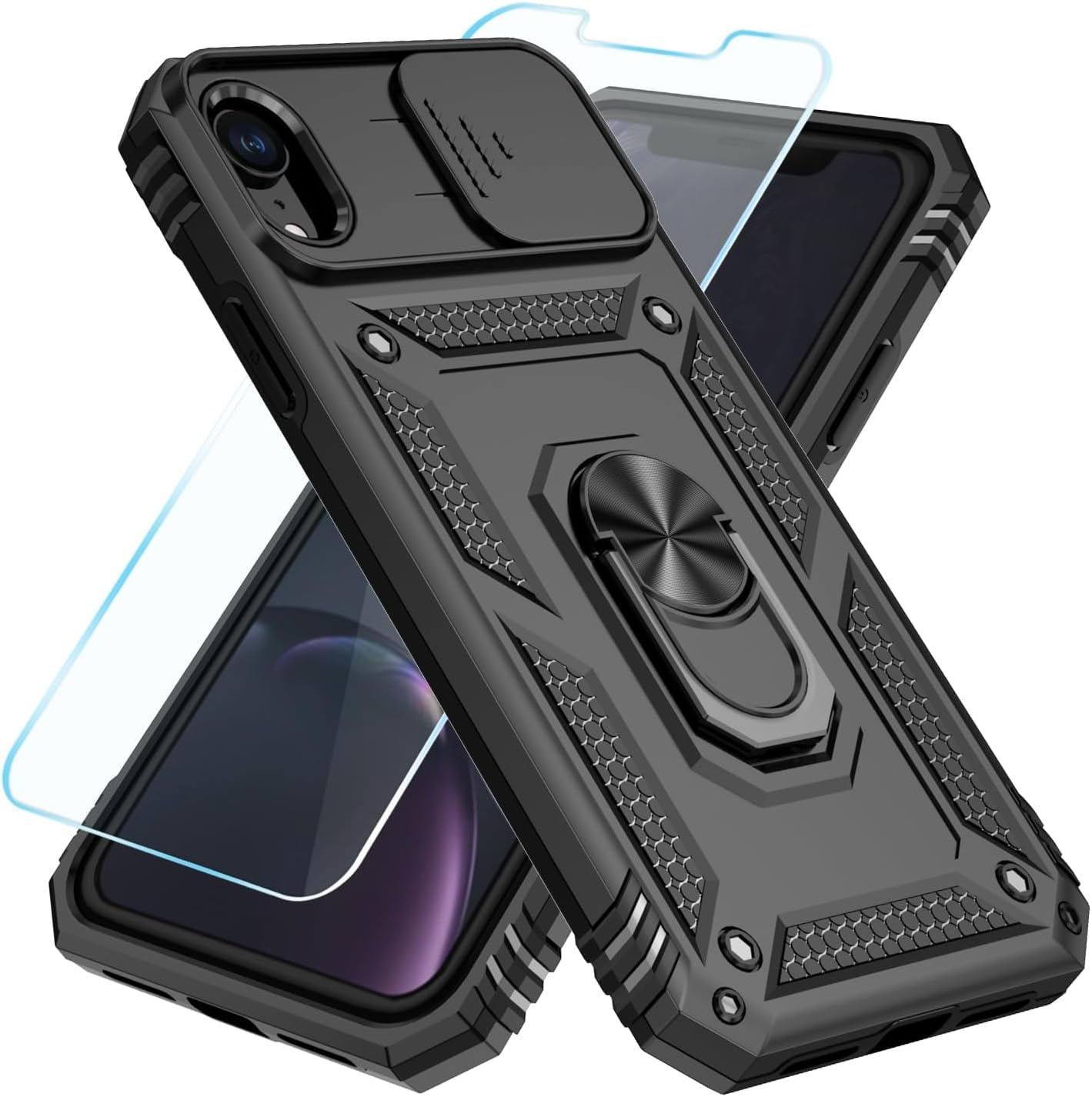 Compatible with iPhone XR Case with HD Screen Protector & Slide Camera ...