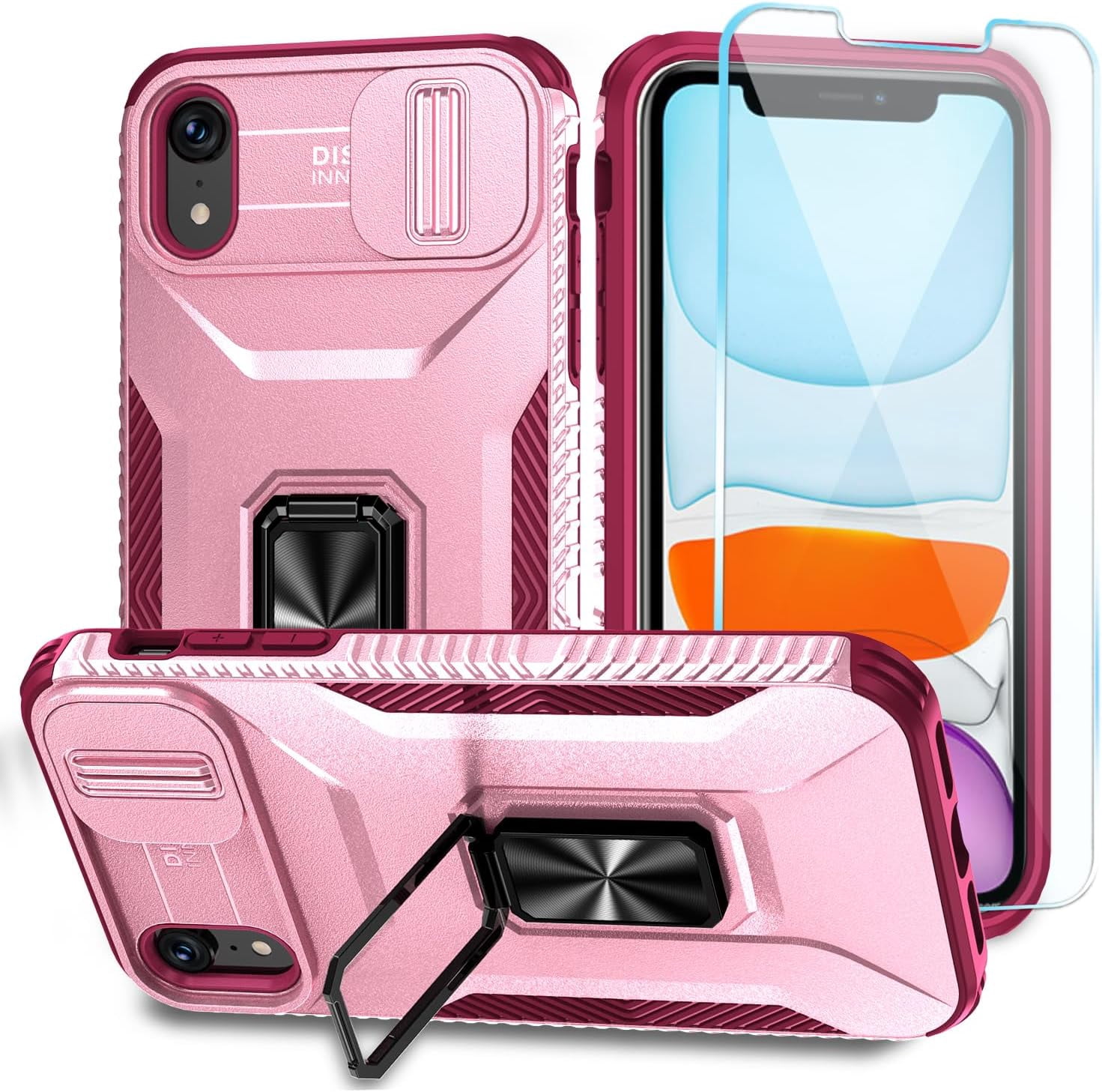 Compatible with iPhone XR Case with HD Screen Protector & Slide Camera ...