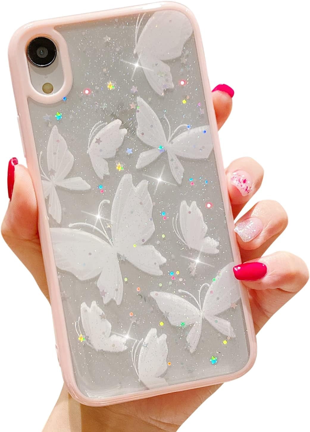 Compatible with iPhone XR Case for Women Girls,Cute White Butterfly ...