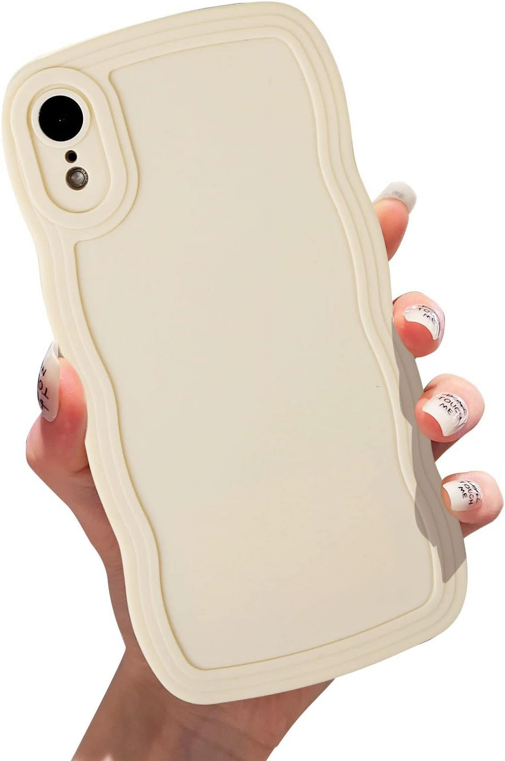 Compatible with iPhone XR Solid Beige Color Case, Cute Aesthetic Curly ...