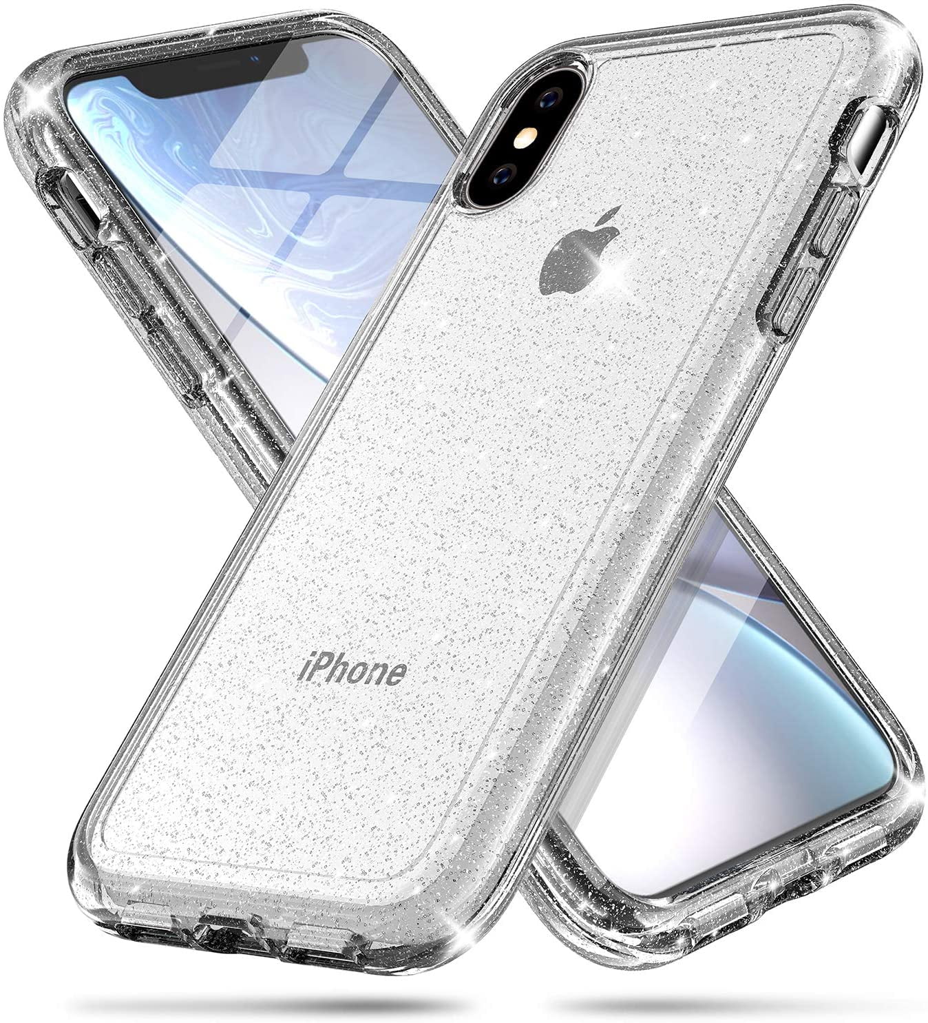 iPhone Xs/X Clear Glitter Case, Protective Slim Hybrid With SPARKLE ...