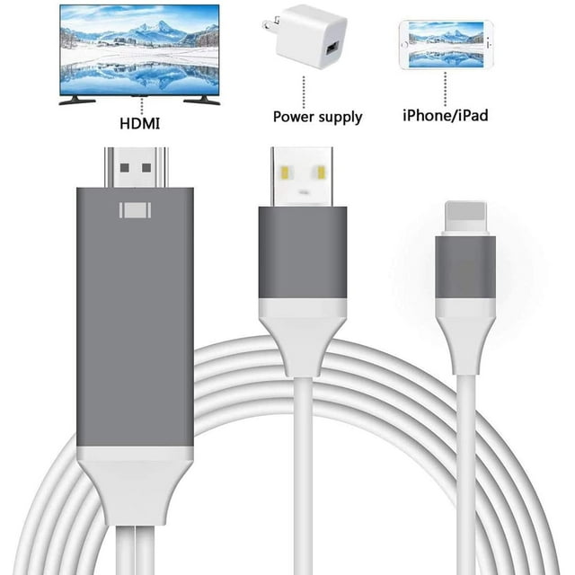 Compatible with iPhone iPad to HDMI Adapter Cable, 1080P Digital AV ...