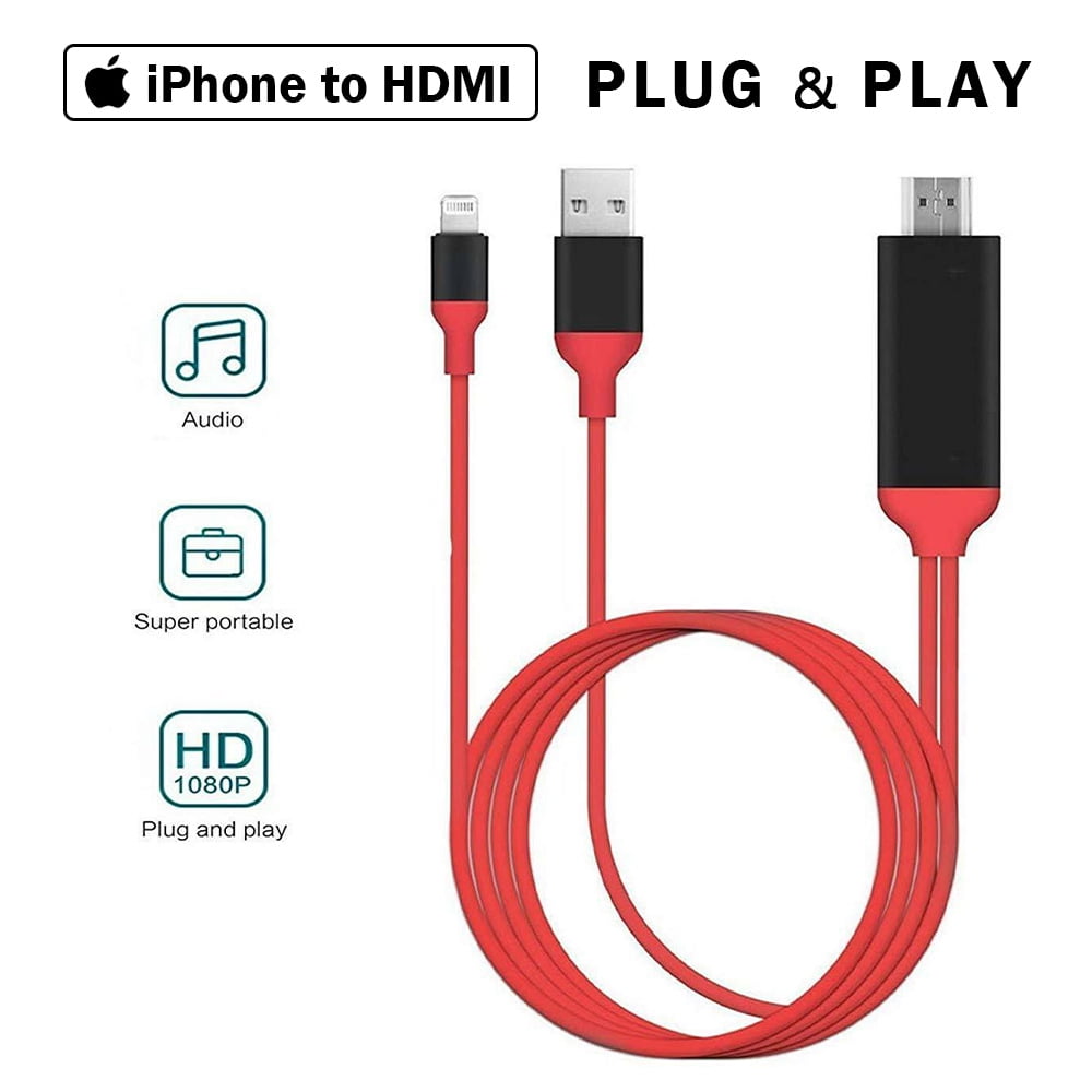 Compatible with iPhone iPad to HDMI Adapter Cable,6.5ft Digital AV ...