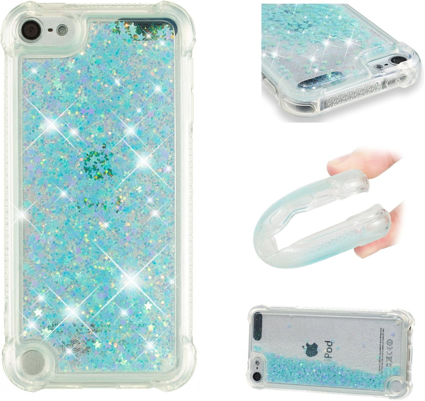 Compatible with iPod Touch 7 Case, Glitter Case Bling Sparkle Liquid for Women Girls Luxury ...