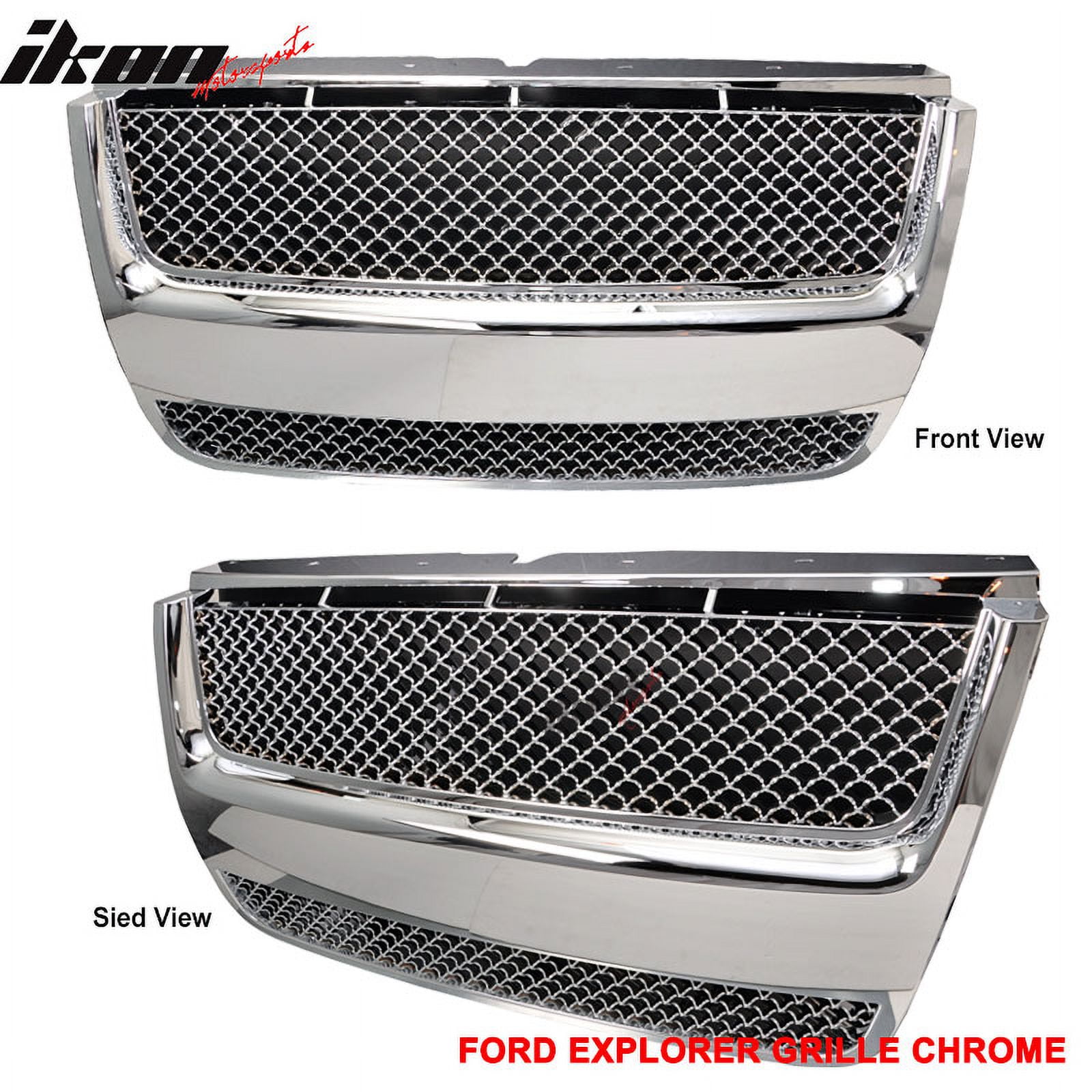 Compatible with 06-09 Ford Explorer Sport Trac Mesh Black Hood Grille ...