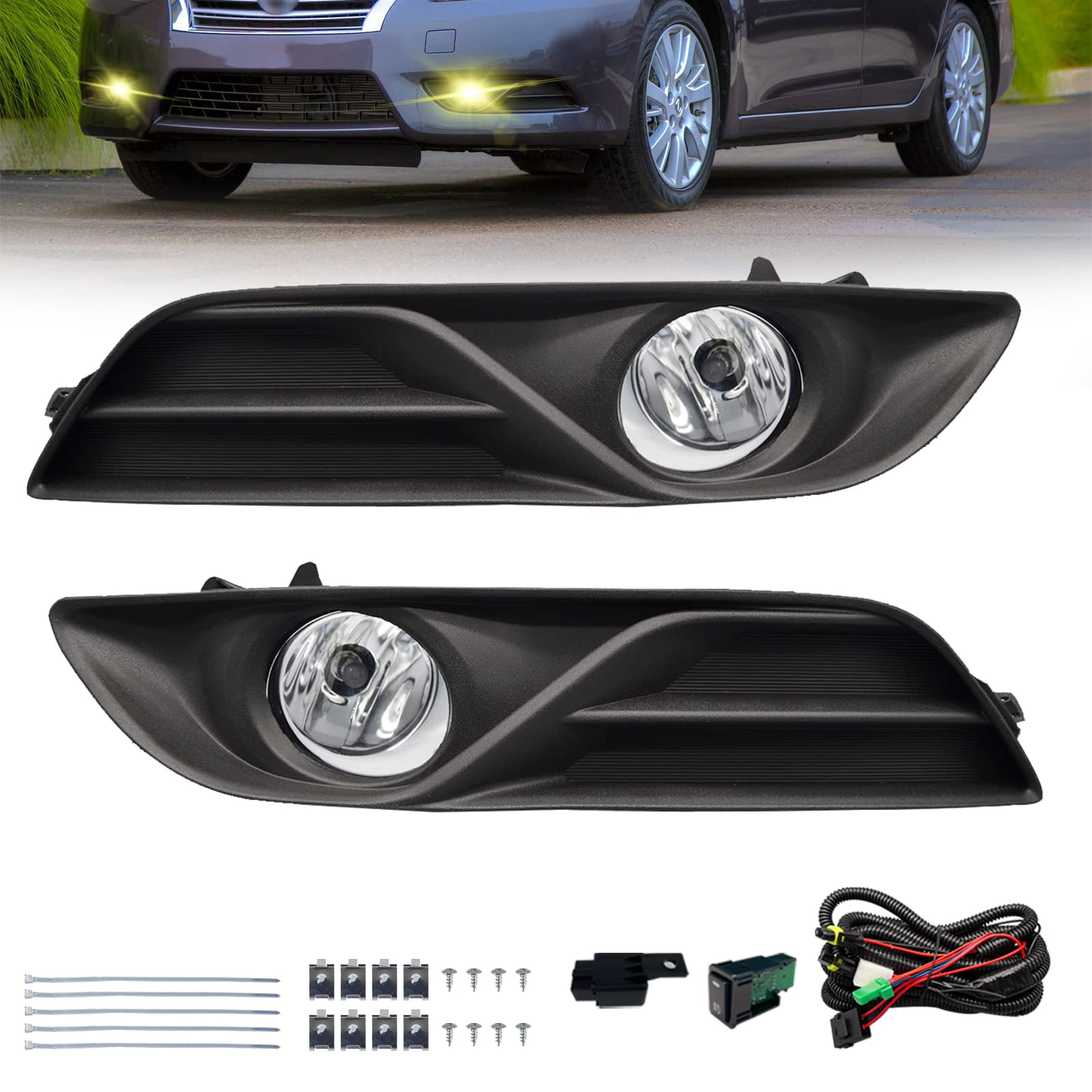 Compatible with [2013 2014 CM31 2015 Nissan Sentra] Clear Lens Bumper ...