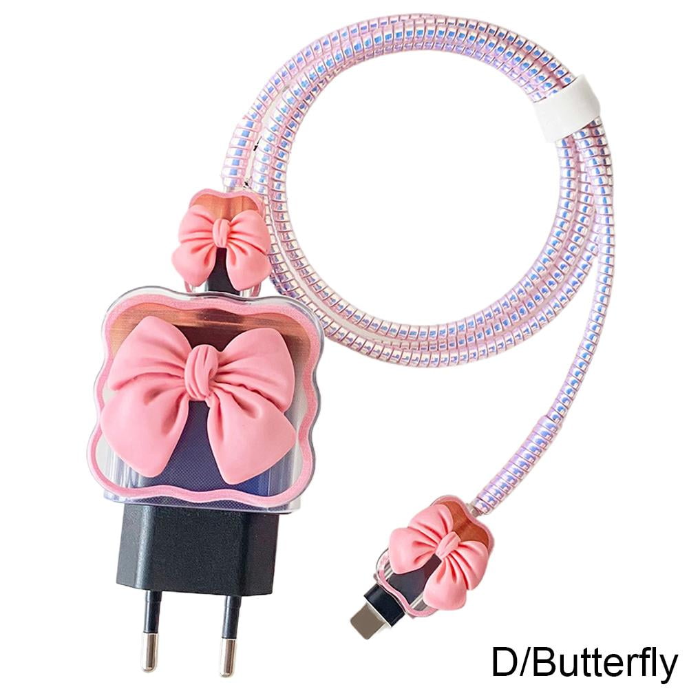 Compatible with 25w USB-C Charger Cover Cute 3D Bow Tie Design Clear ...