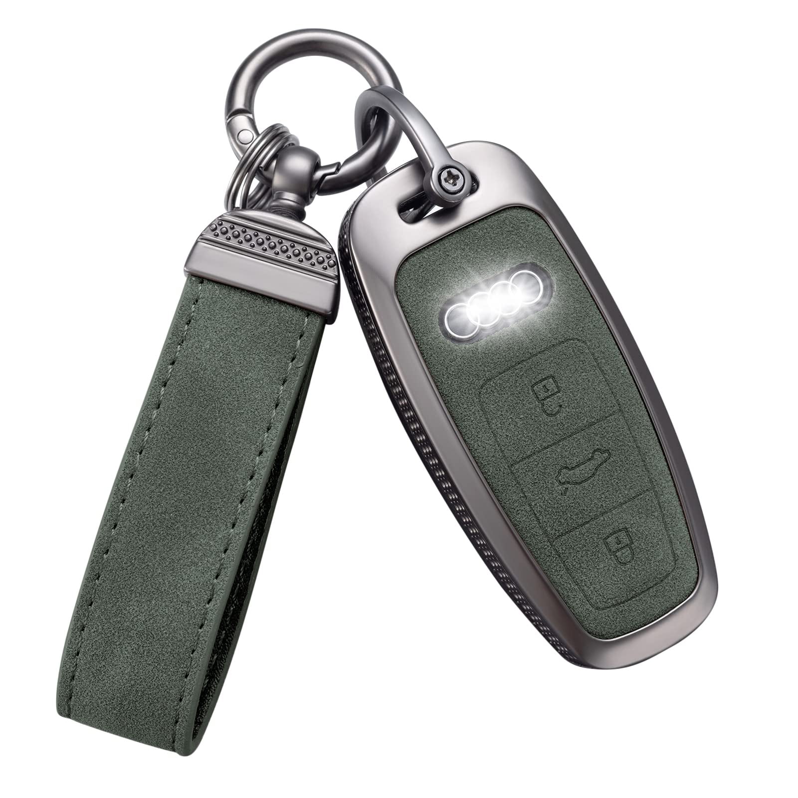 Compatible with Audi Key Fob Cover with Keychain Leather Key Case ...
