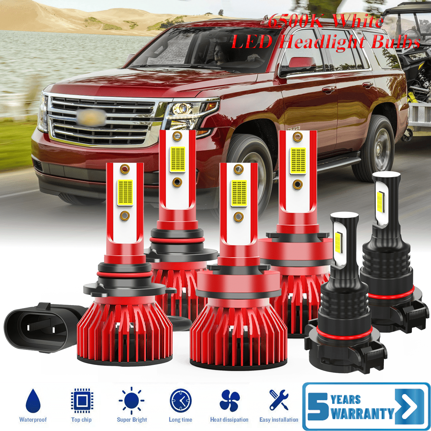 Compatible with Chevy Tahoe 2015-2016 2017 2018 2019 Lamp Set 6 Pack ...