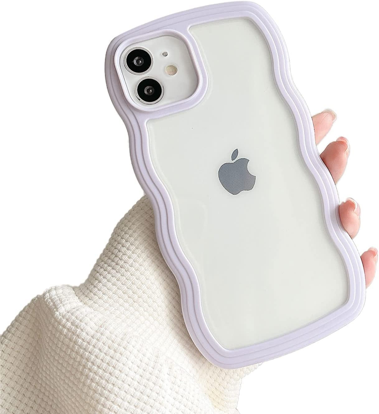 Compatible with Clear iPhone 11 Case Cute Simple Curly Wave Bumper Case ...