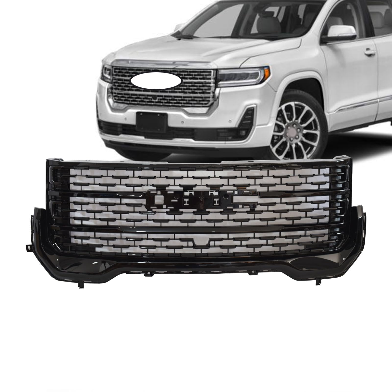 Compatible with GMC Acadia Denali 2020-2022 Front Upper Grille Gloss ...