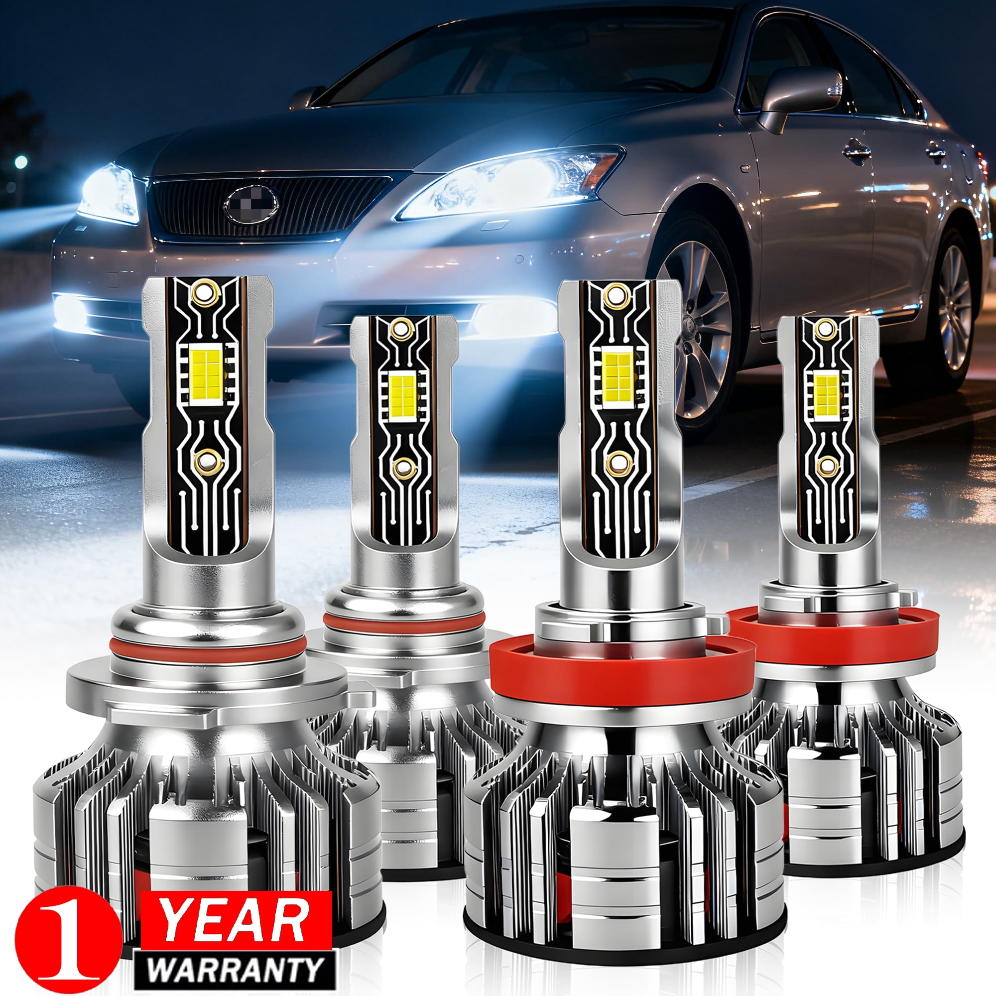 Compatible with Lexus ES330 2005-2006 4X 9005 H11 LED Headlight Bulbs ...