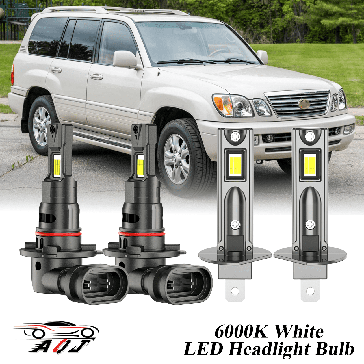 Compatible with Lexus LX470 1998-2007 LED High Low Beam Lamp Set 4 Pack ...