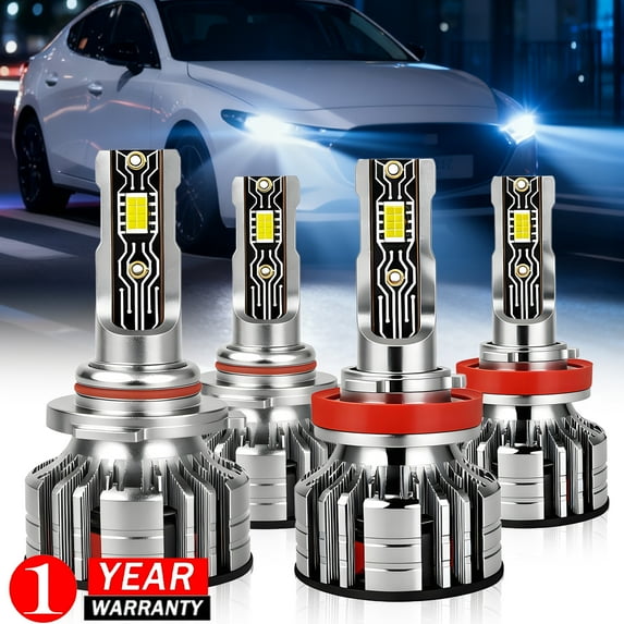 Compatible with Mazda 3 2010-2018 LED Headlight Bulbs 9005 H11 High Low Beam CANbus Ready 6000K ...