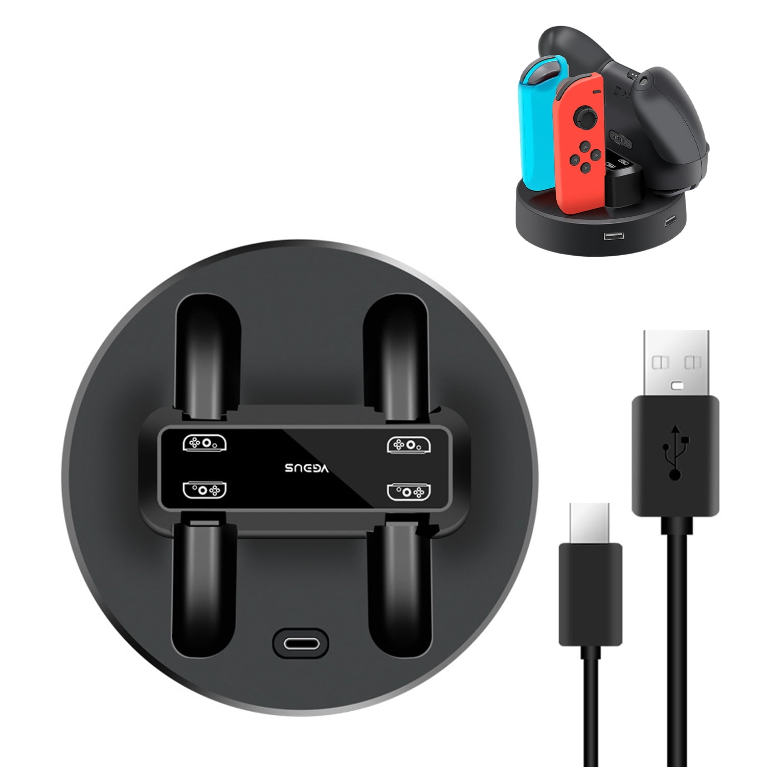 Compatible with Nintendo Switch Joy-Cons Gamepad Charging Station for PRO Controllers & Host ...