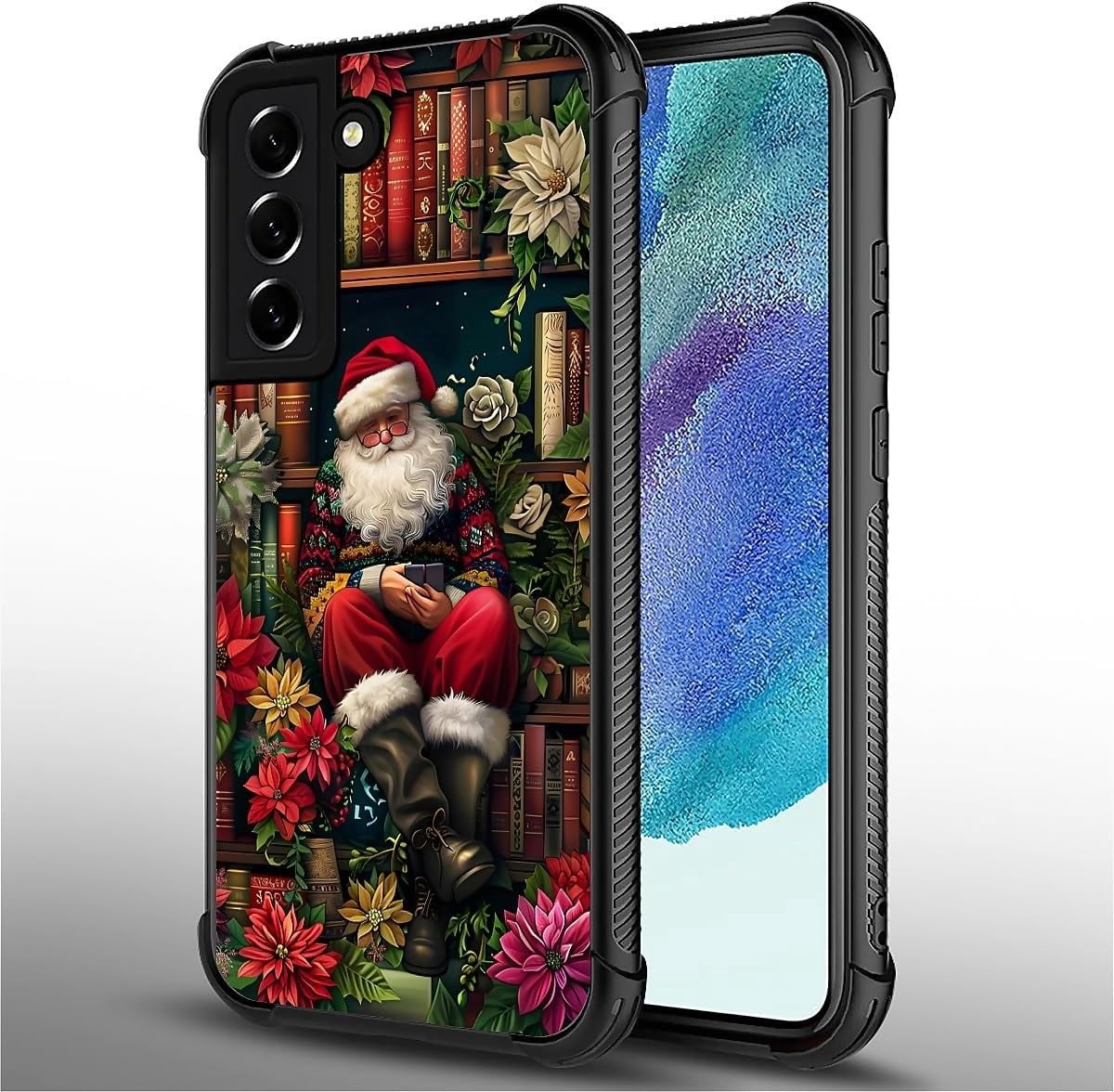 Compatible with Samsung Galaxy S22 Plus Case,Santa Claus Bookcase ...