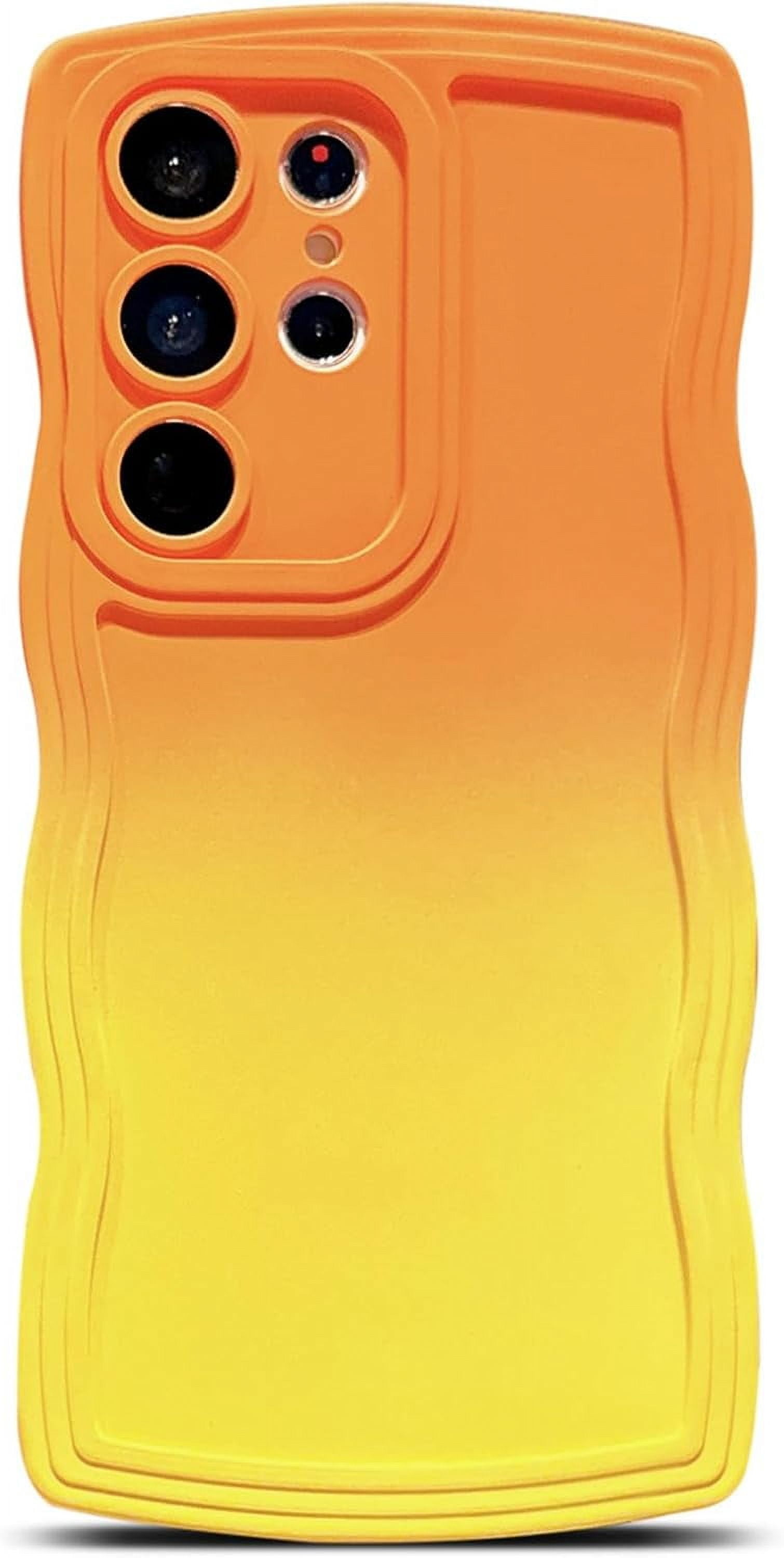 Compatible with Samsung Galaxy S22 Ultra 5G Case,Cute Gradient Color Curly Wave Frame Shockproof ...