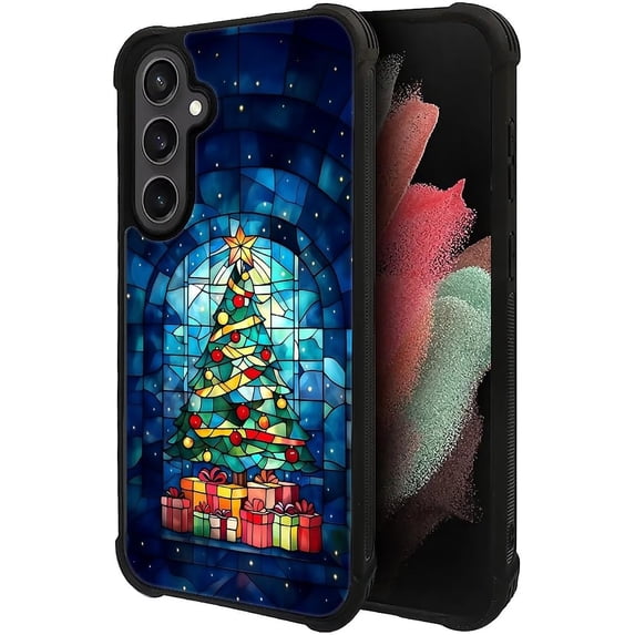 Compatible with Samsung Galaxy S23 FE Case,Christmas Tree Glass Pattern ...