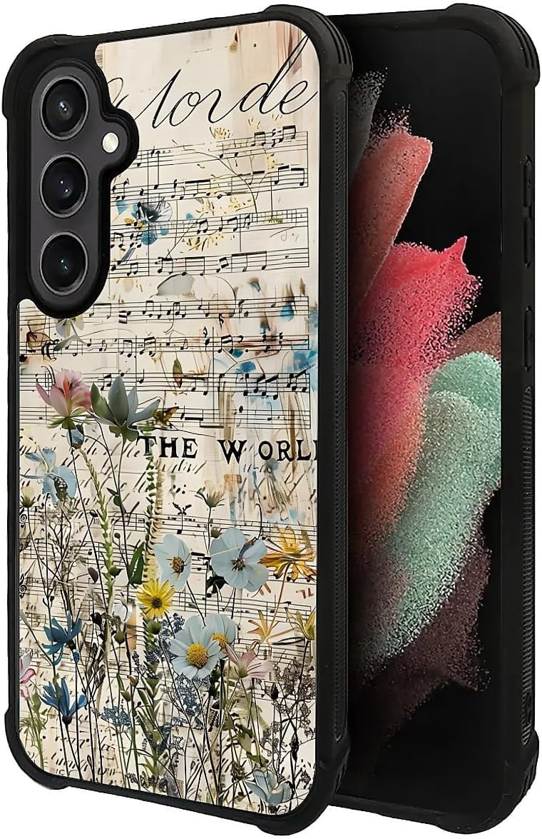 Compatible with Samsung Galaxy S23 FE Case,Musical Symbol Flower ...
