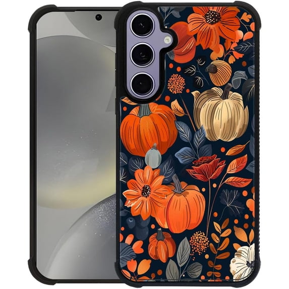 Compatible with Samsung Galaxy S25 S24 Case,Pumpkin in Flower Soft TPU ...