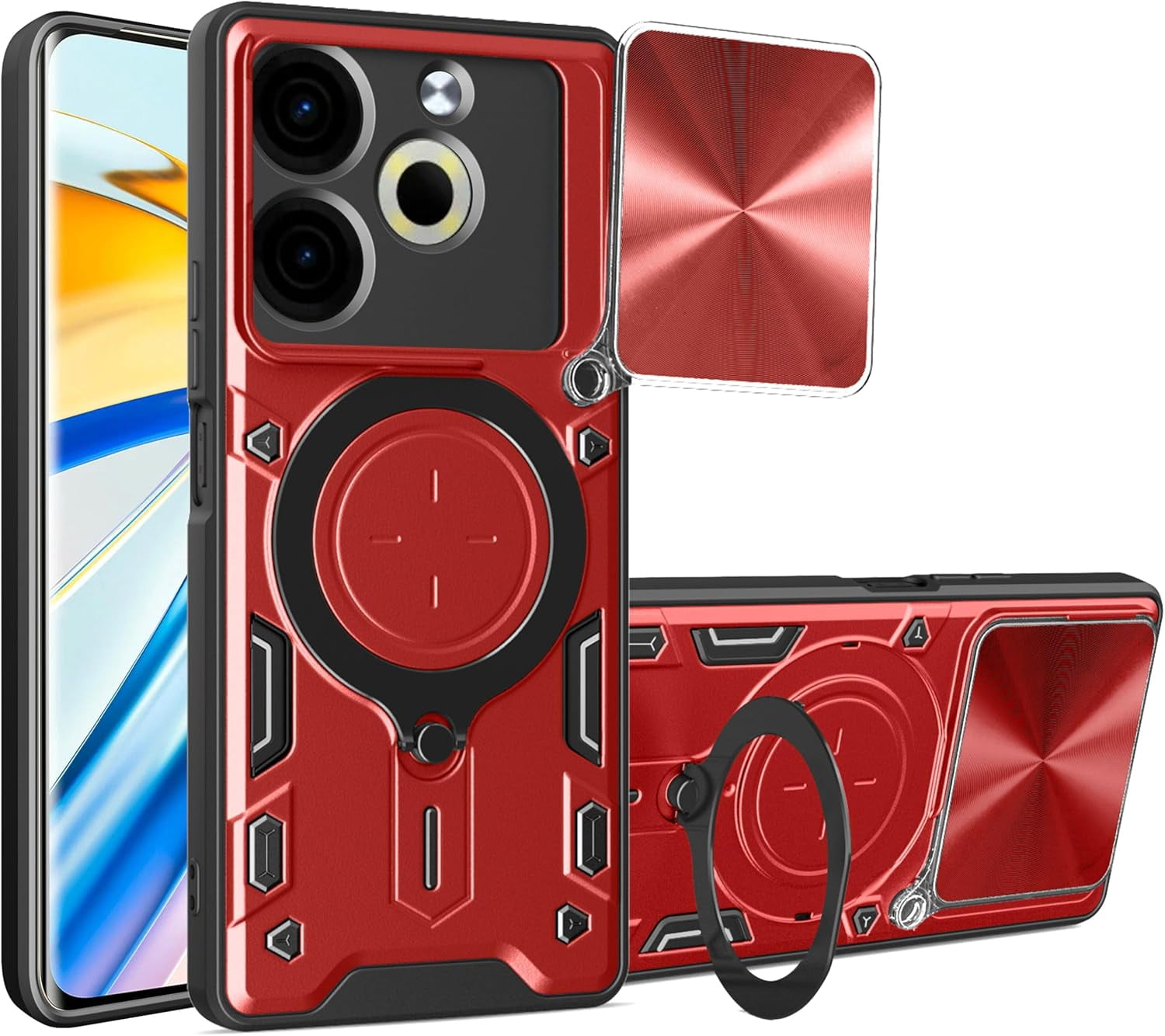 Compatible with Tecno Pova 6 Neo 4G Case,with Slide Camera Lens Cover Compatible with Tecno Pova ...