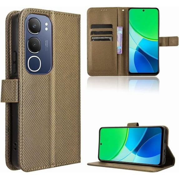 Compatible with Vivo Y19s 4G Leather Case Cover,PU Leather flip Cover ...