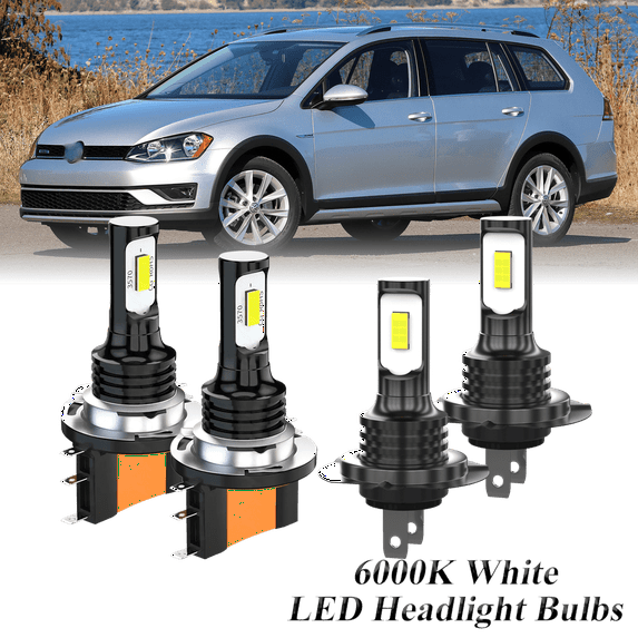 Compatible with Volkswagen Golf 2010-2018 – H15 H7 LED Headlight KIT Combo Bulbs(Pack of 4 ...