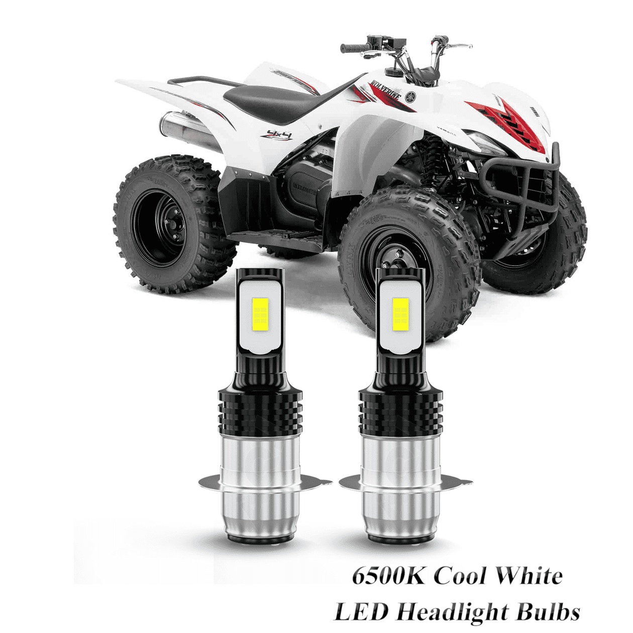 Compatible with Yamaha Wolverine 350 1995-2009 , 2-Pack H6 H6M Led ...