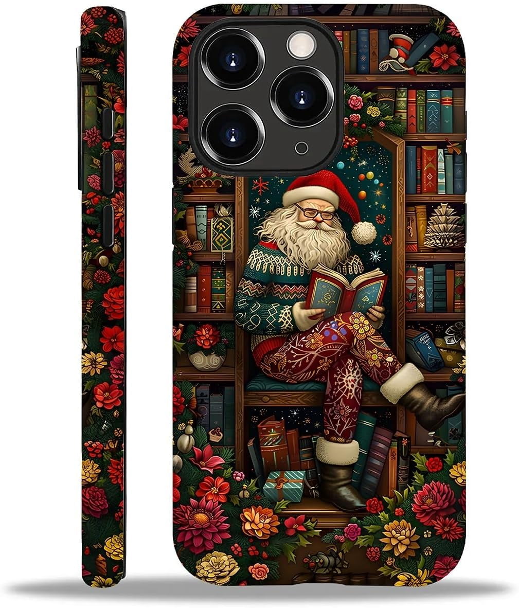 Compatible with iPhone 11 Pro Case, Reading Santa Claus 11 Pro 2 in 1 ...
