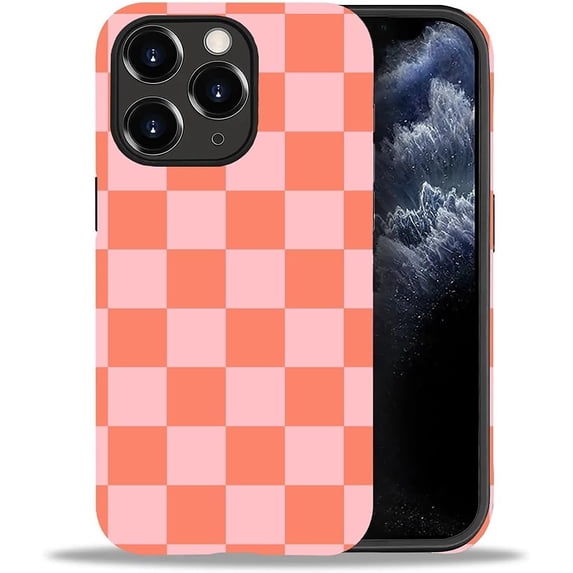Compatible with iPhone 11 Pro Case, Watermelon Red Checkerboard 2 in 1 ...