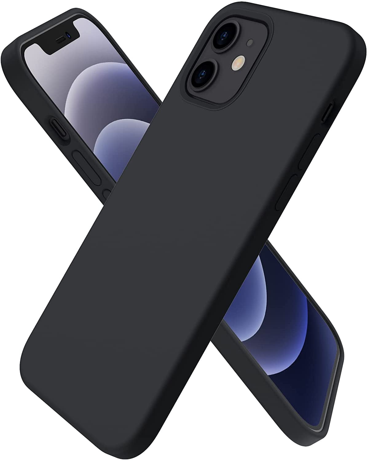 Compatible with iPhone 12 Mini Case, Slim Liquid Silicone 3 Layers Full Covered Soft Gel Rubber ...
