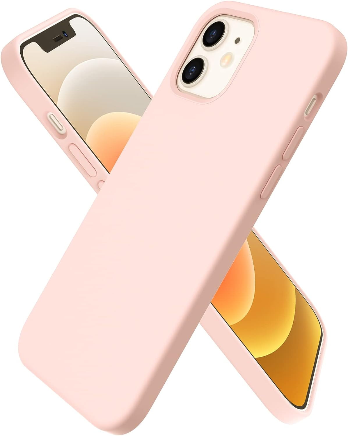 Compatible with iPhone 12 Mini Case, Slim Liquid Silicone 3 Layers Full Covered Soft Gel Rubber ...
