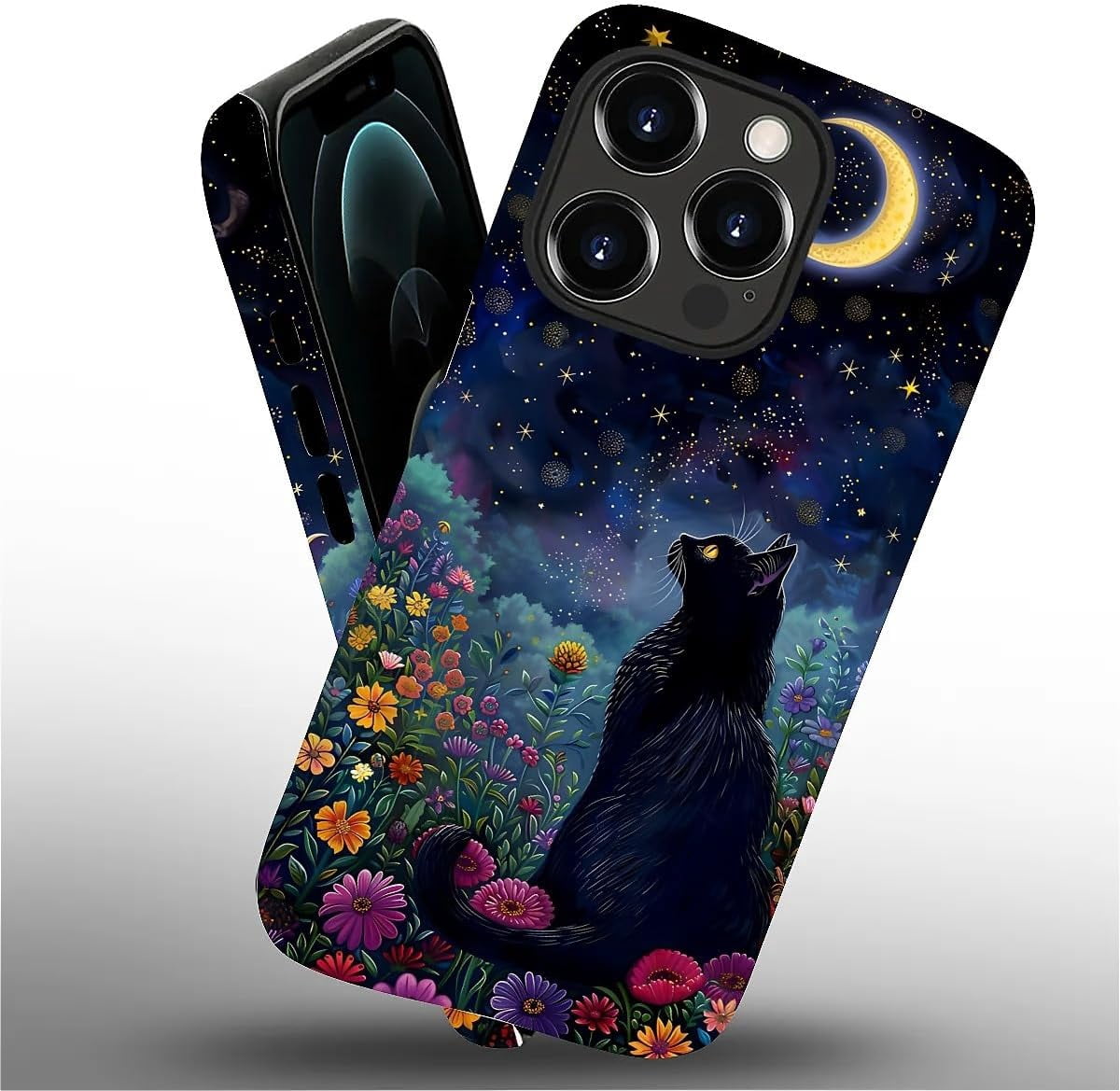 Compatible with iPhone 12 Pro Max Case,Cat Look Sky Pattern 2 in 1 ...