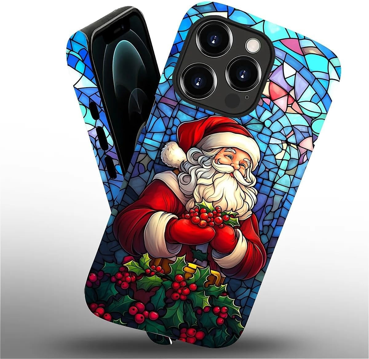 Compatible with iPhone 12 Pro Max Case, Christmas Santa Claus Glass ...