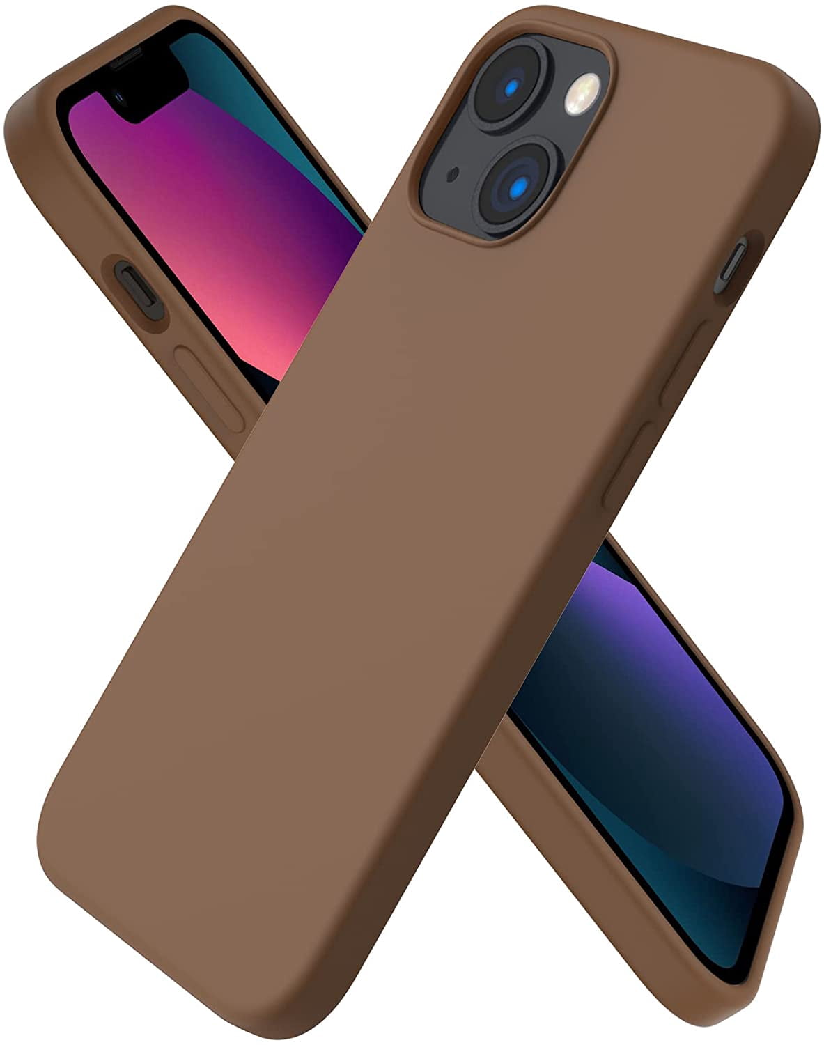 Compatible with iPhone 13 Mini Case, Slim Liquid Silicone 3 Layers Full Covered Soft Gel Rubber ...