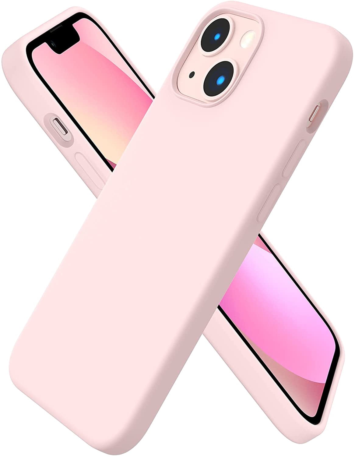 Compatible with iPhone 13 Mini Case, Slim Liquid Silicone 3 Layers Full Covered Soft Gel Rubber ...