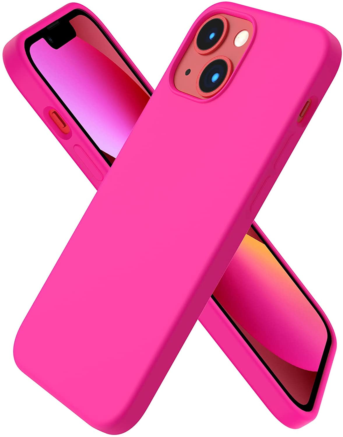 Compatible with iPhone 13 Mini Case, Slim Liquid Silicone 3 Layers Full Covered Soft Gel Rubber ...