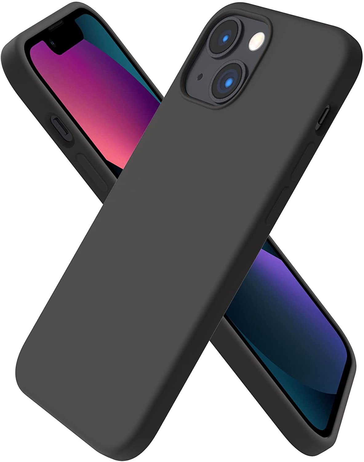 Compatible with iPhone 13 Mini Case, Slim Liquid Silicone 3 Layers Full Covered Soft Gel Rubber ...