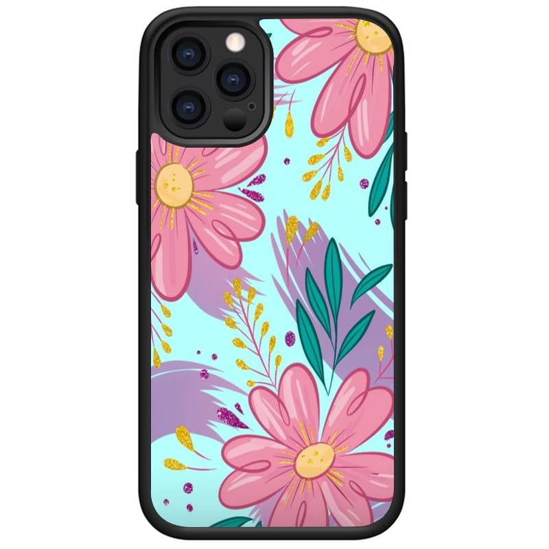 Compatible with iPhone 13 Pro case Soft TPU Glossy Flower Pattern Phone ...