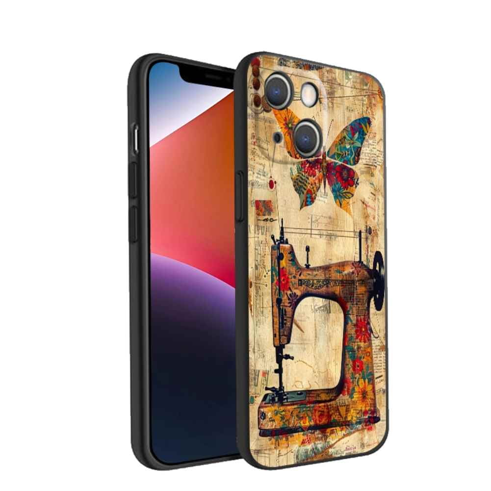 Compatible with iPhone 14 Phone Case, Vintage-sewing-machine-symbols-1 ...