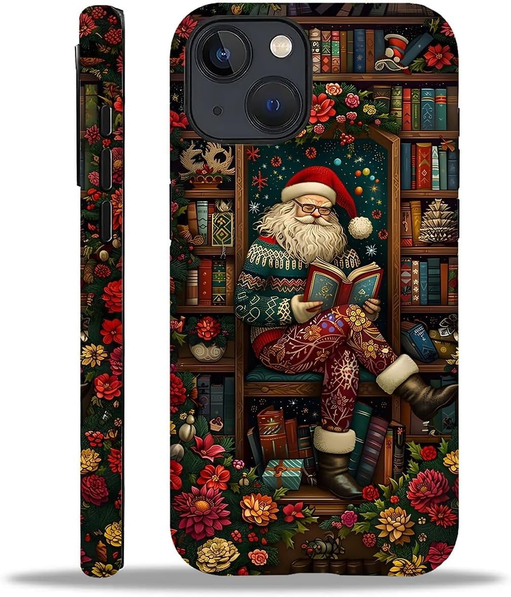 Compatible with iPhone 14 Plus Case, Reading Santa Claus 14 Plus 2 in 1 ...